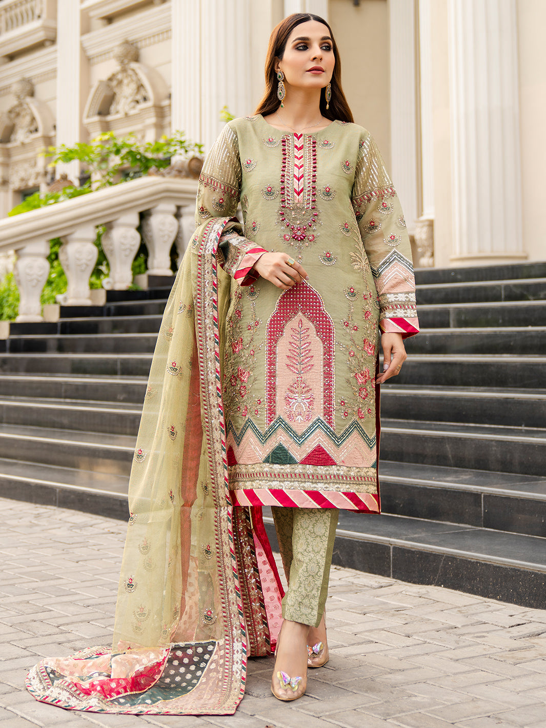 SJ-23025-B PISTACHIO | Luxury Semi Formal – ShahJahan Official